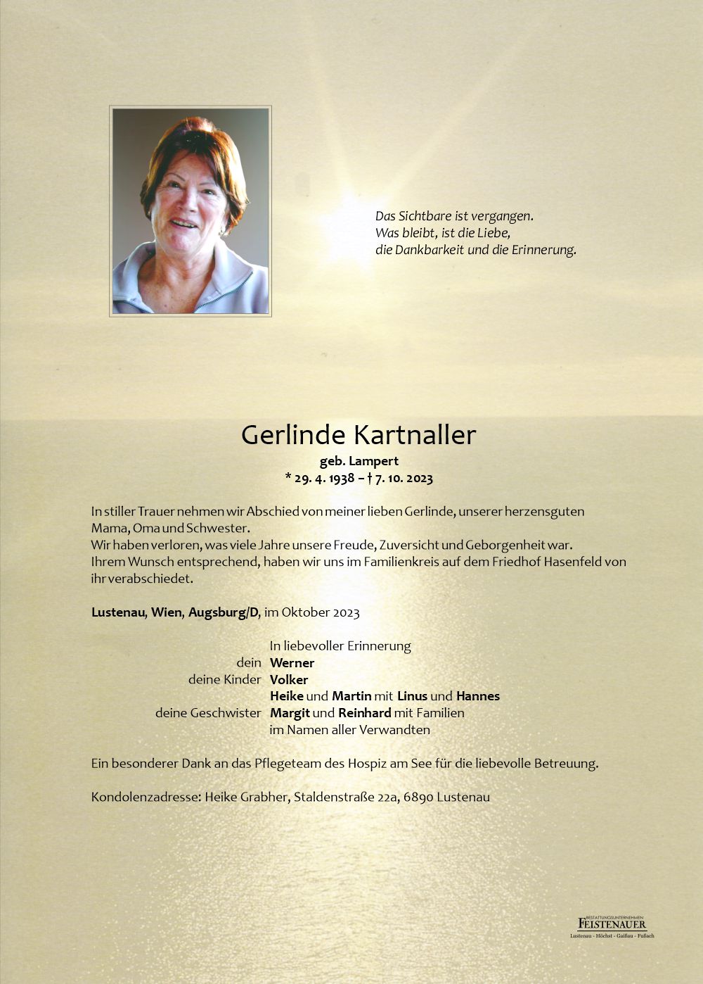 Todesanzeige - Trauerhilfe – abschied GesmbH